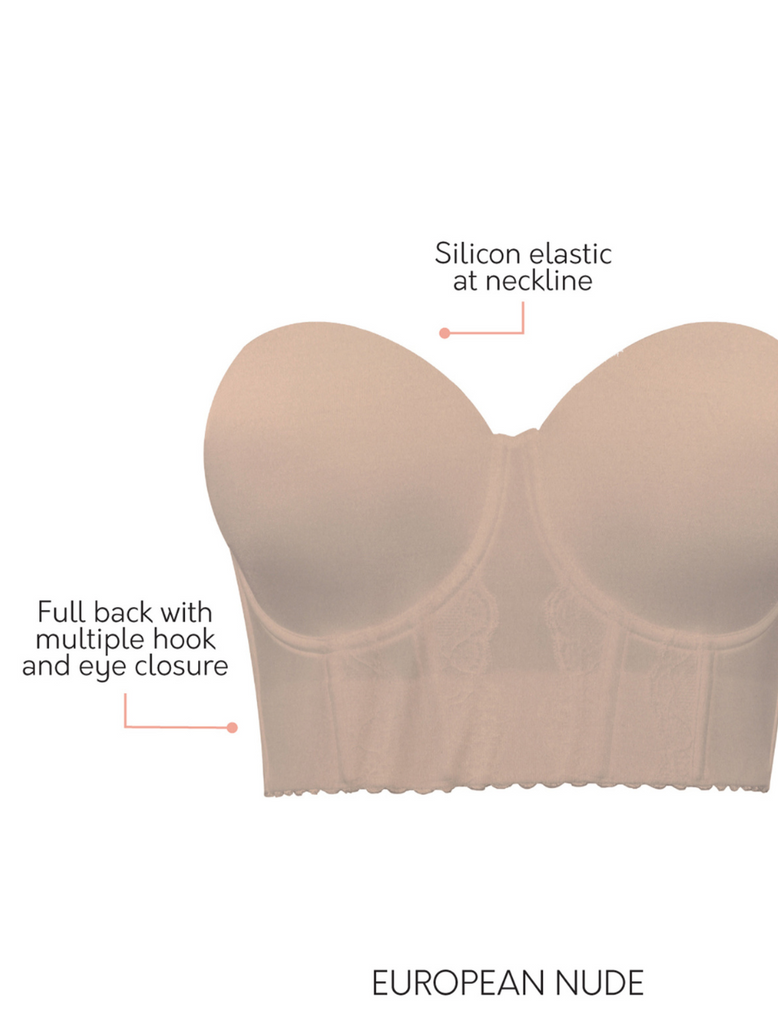 Parfait Elissa Longline Strapless Bustier, Beige | European Beige Stra ...