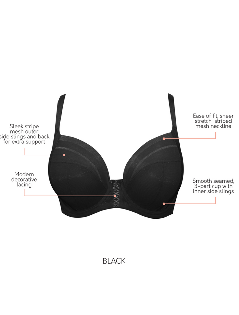 Parfait Shea Plunge Bra Underwired Unlined Bra, Black | Black Parfait ...